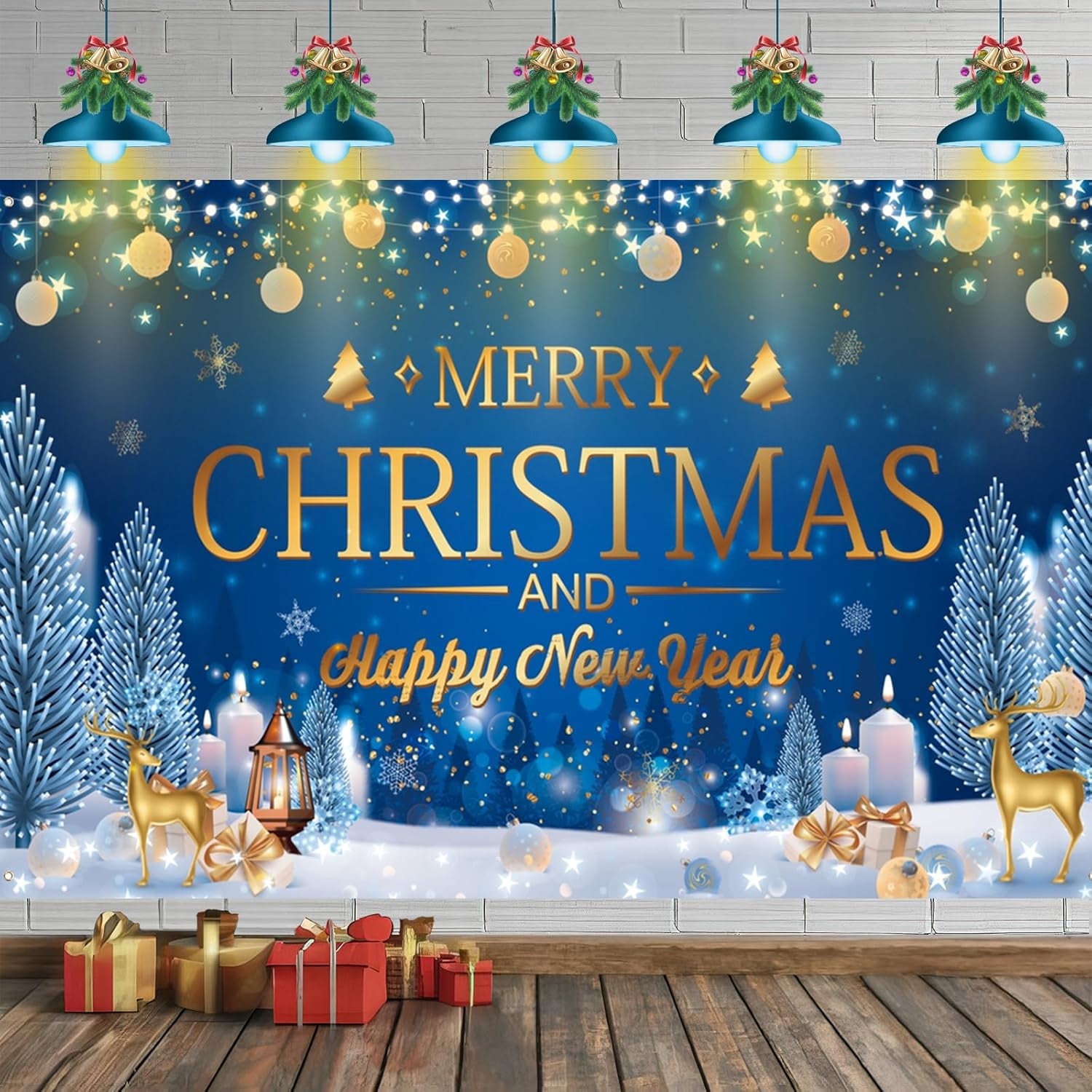 Large Christmas Banner Backdrop, Merry Christmas Banner Indoor Red ...