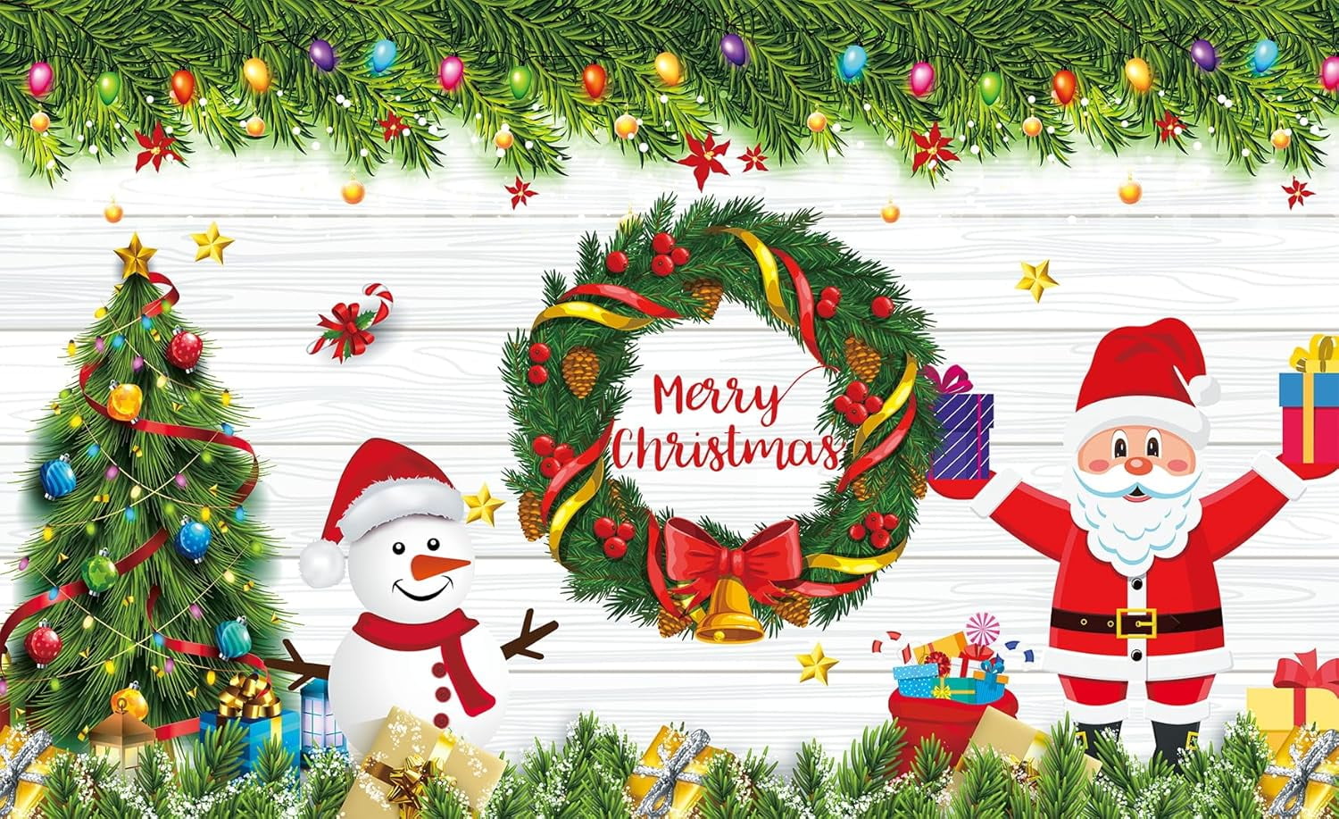 Large Christmas Banner for Outside - Merry Christmas Sign With Santa ...