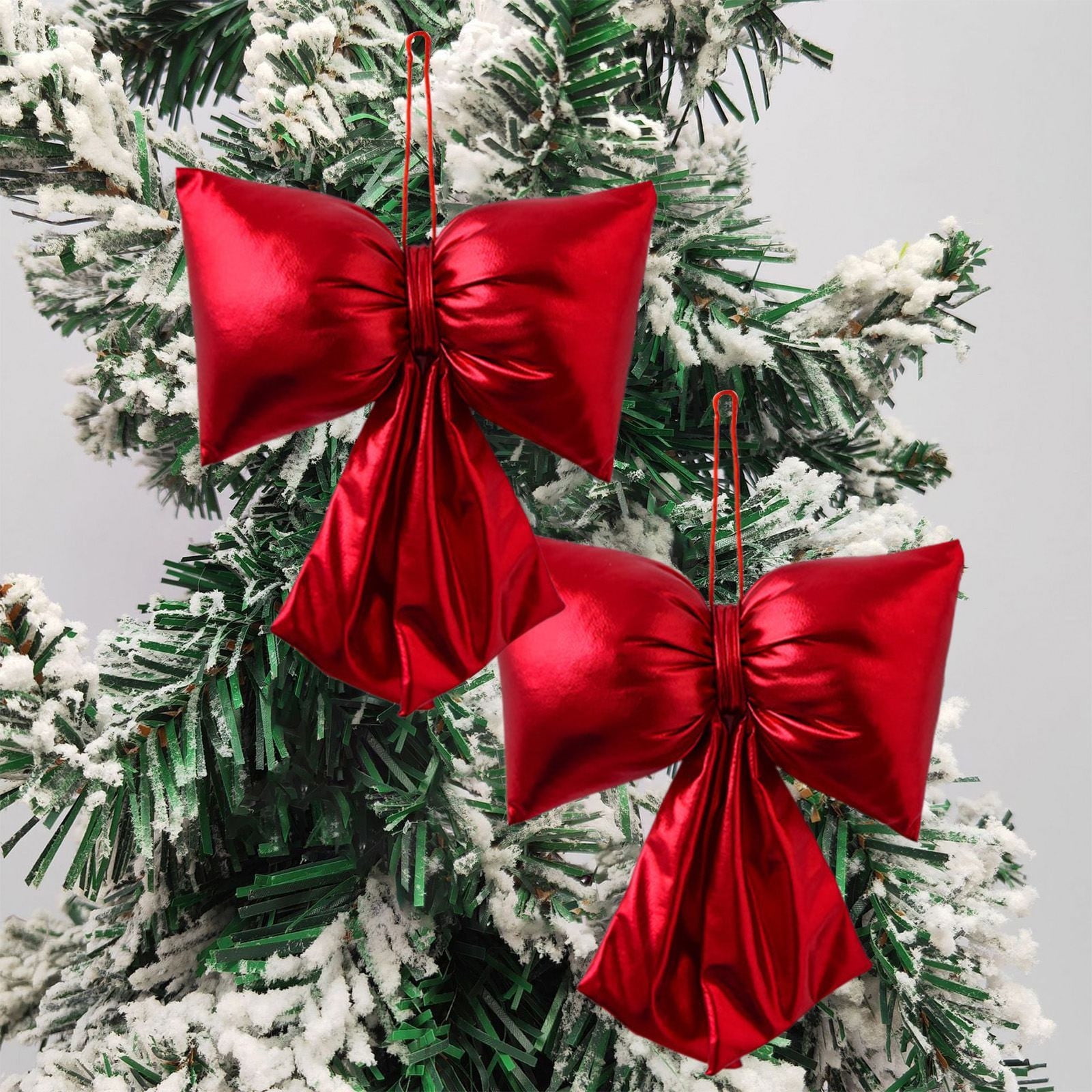 Large Christmas Bow Decorations | 35cm Velvet Hanging Bows for ...