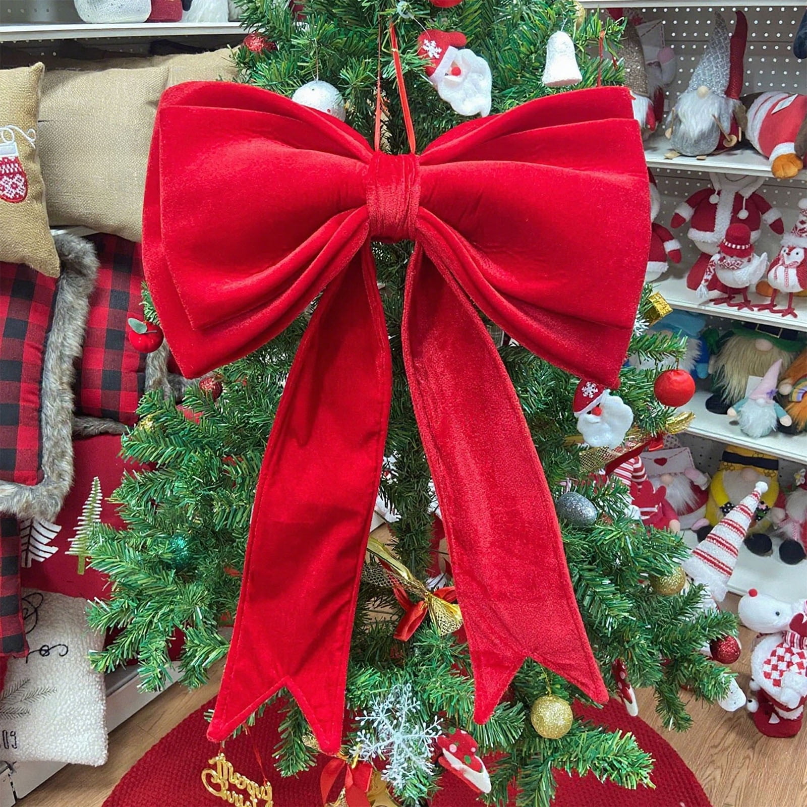 Large Christmas Bow Ornament 19x25 Inch Velvet Giant Wreath Bows Xmas ...