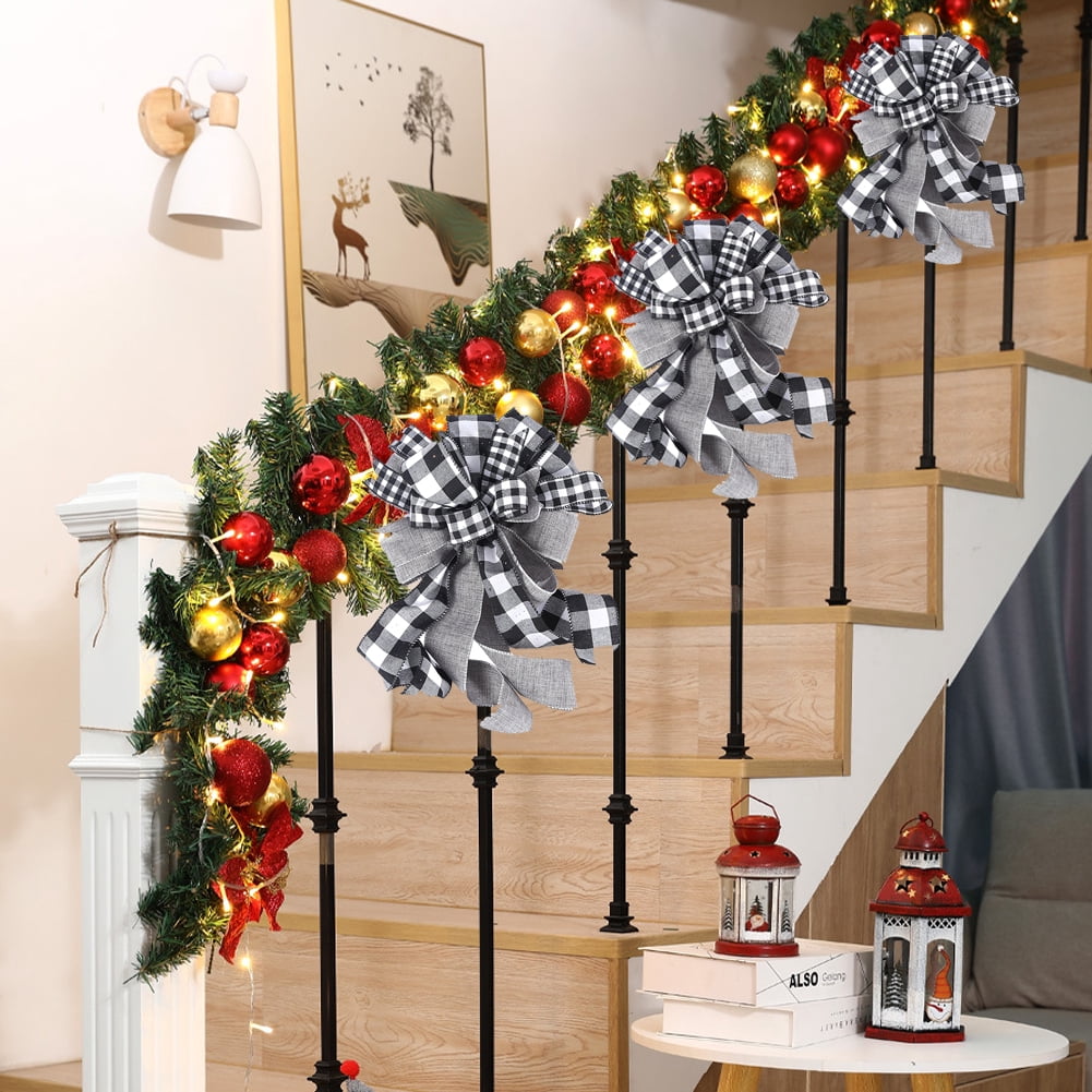 Large Christmas Bows Decorations,Buffalo Plaid Bow for Christmas wreath ...