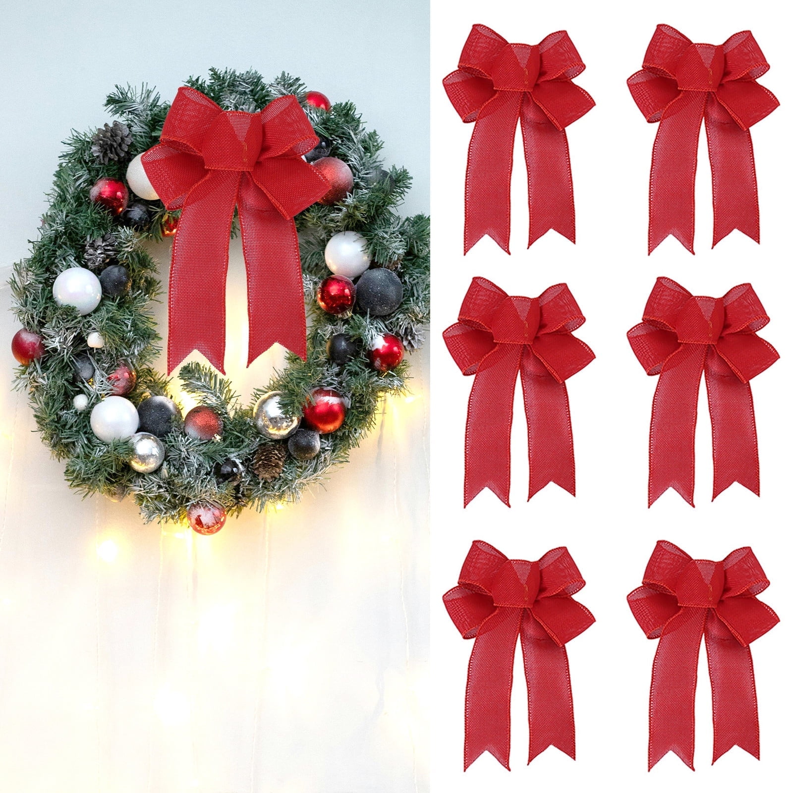 Large Christmas Bows,Giant Red Bow 6 PC, Velvet Red Outdoor Christmas ...