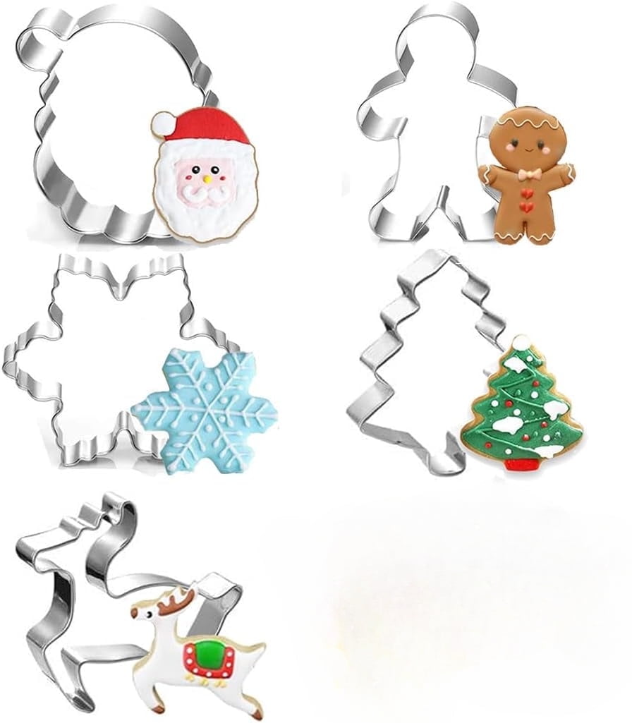 Large Christmas Cookie Cutters - 5 pieces 3.2'' Holiday Cookie Cutters ...