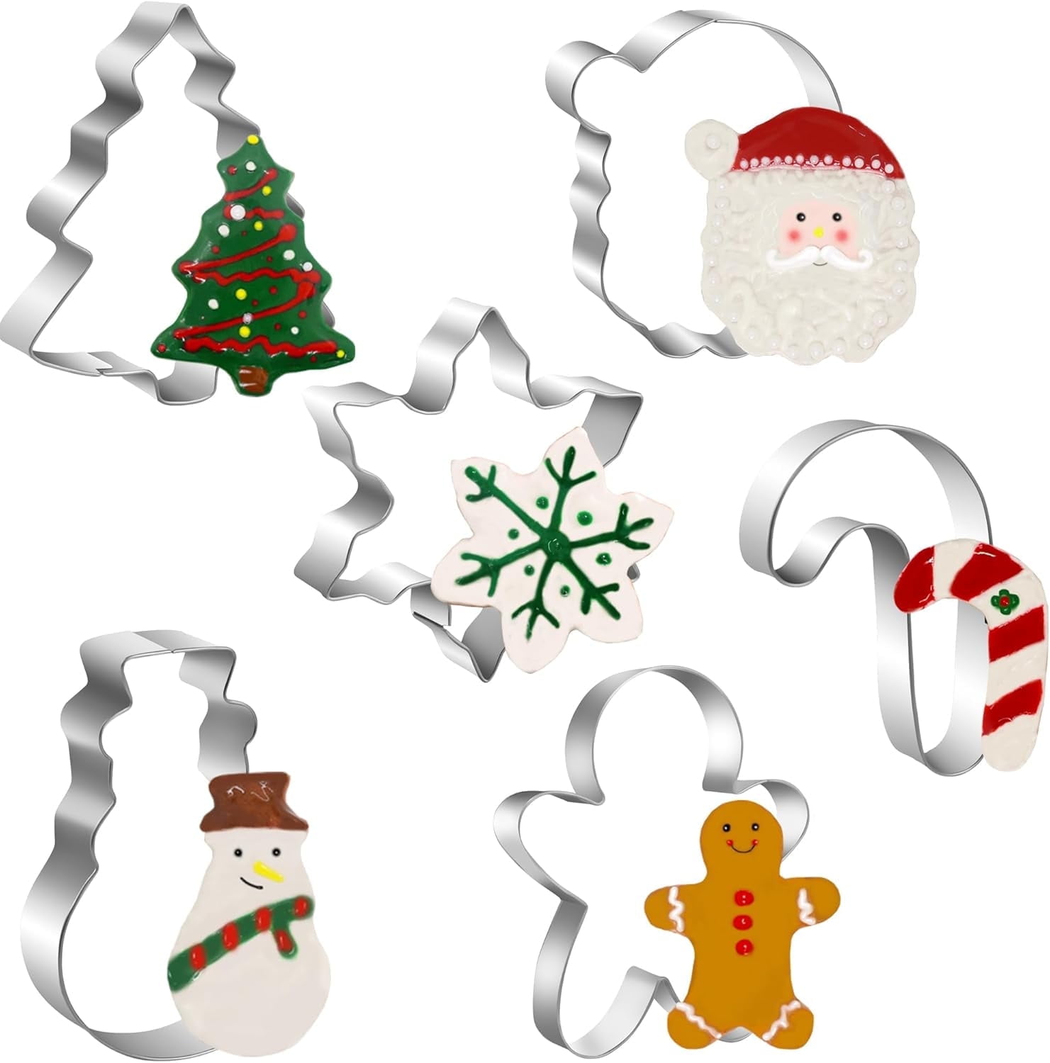 Large Christmas Cookie Cutters Set, 6 Pcs Large Holiday Cookie Cutters ...