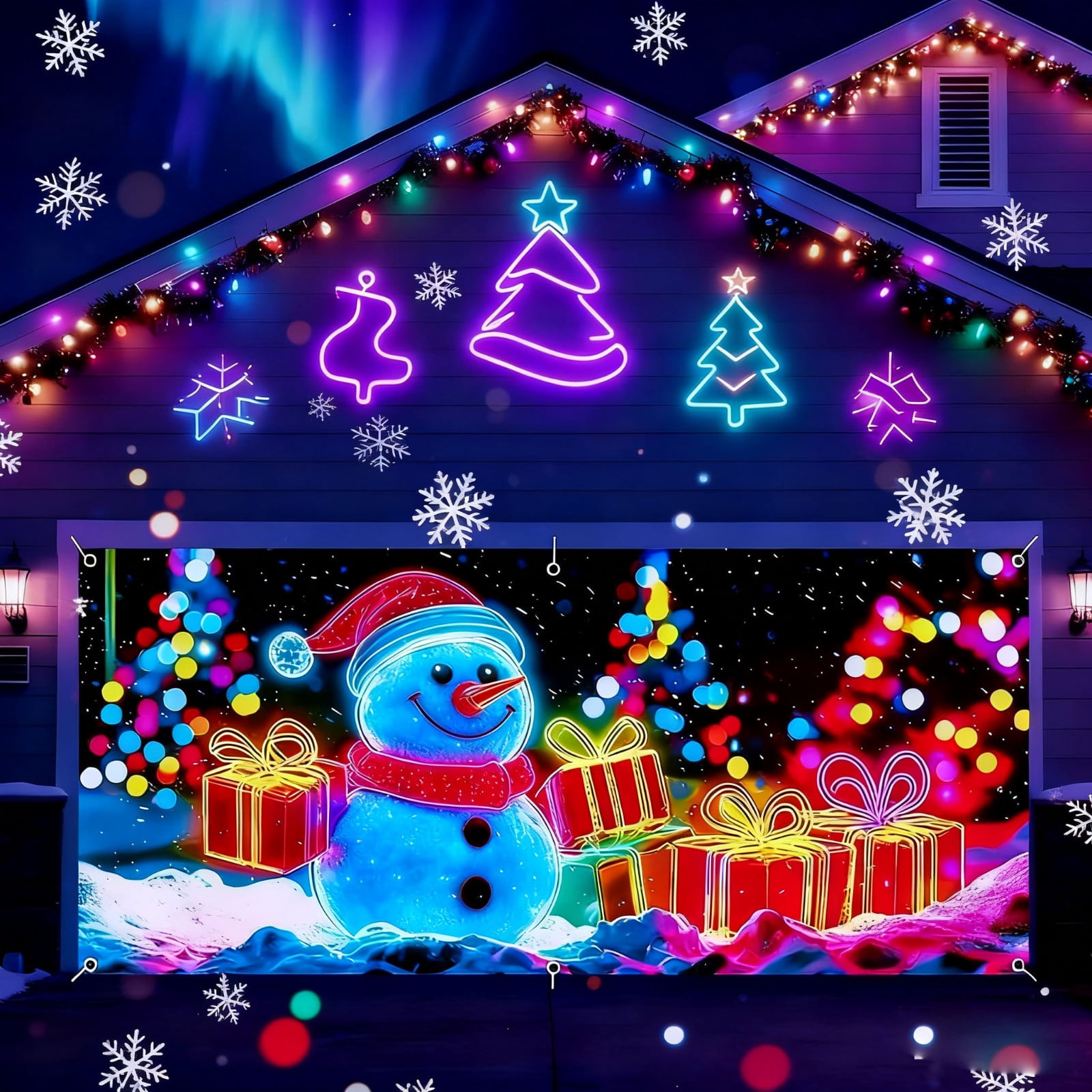 Large Christmas Garage Door Banner Decoration, 15.75x6.89 Foot ...