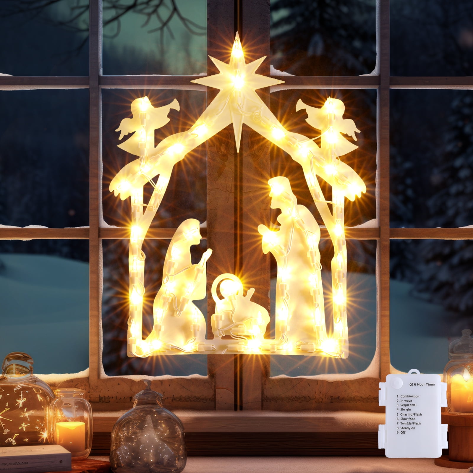 Quntis Christmas Window Lights, 17 Inch Lighted Christmas Window ...