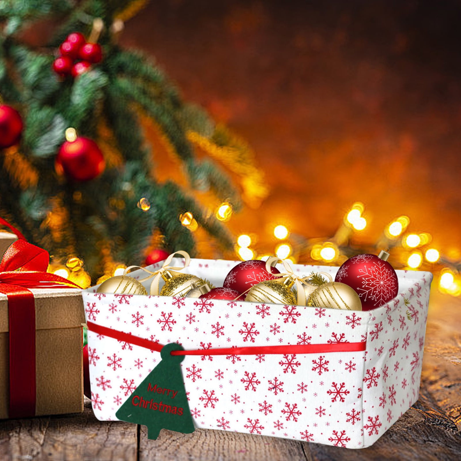 Upgrade Large Christmas Snowflake Storage Basket Winter Snow House ...