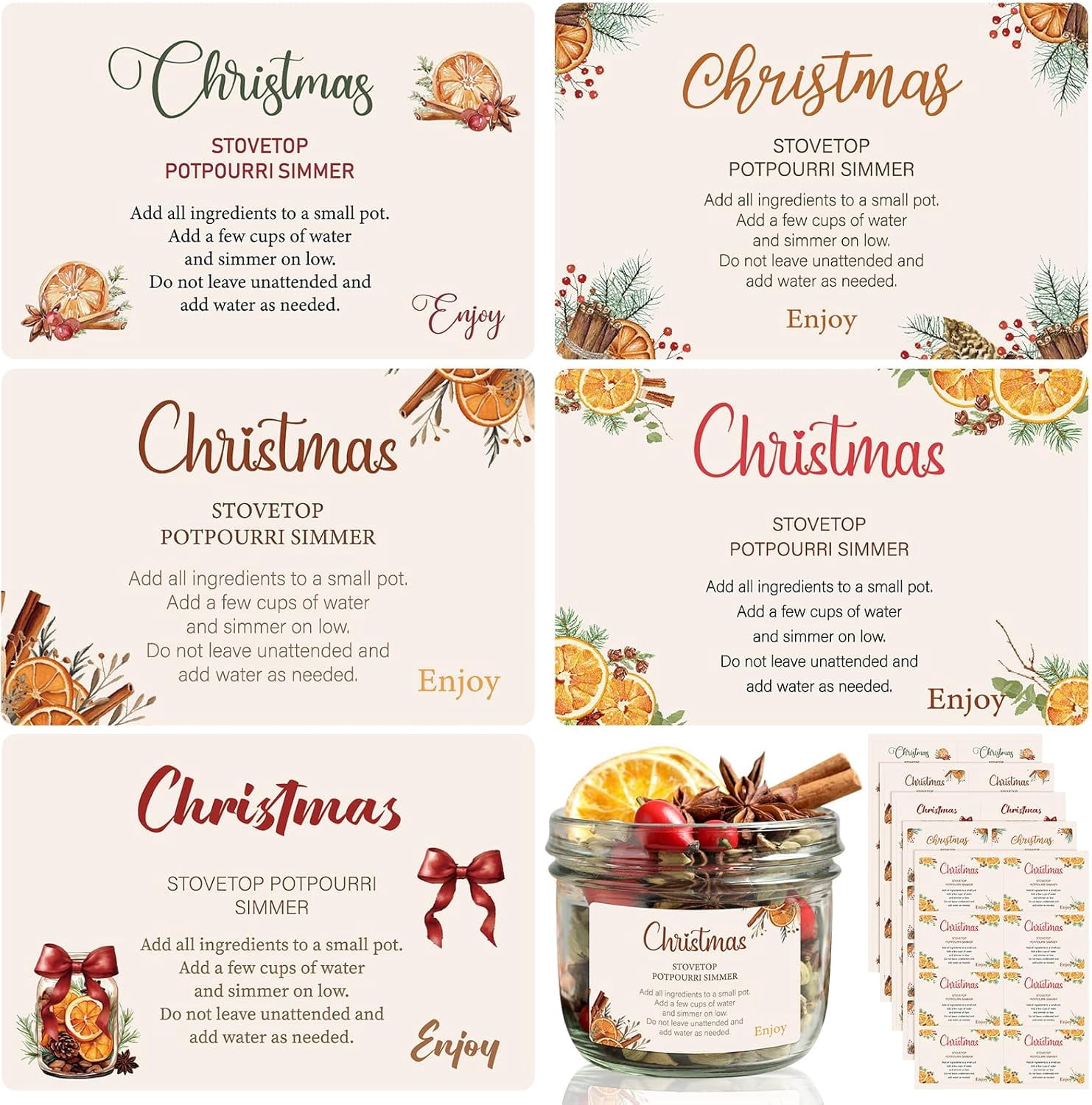 Large Christmas Stovetop Potpourri Tag Gift Stickers Simmer Pot ...