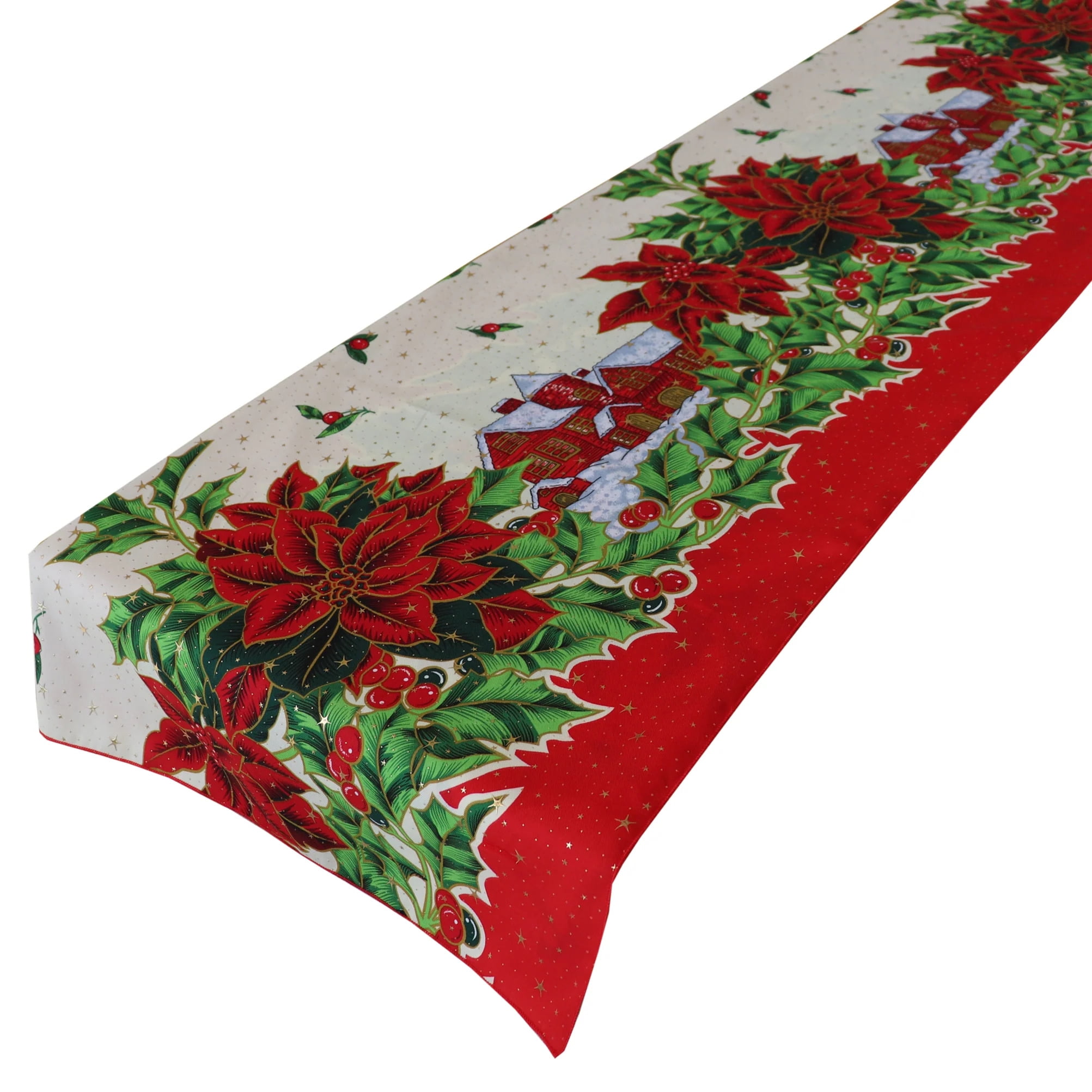 Large Christmas Themed with Shiny Gold Accents Decorative Table Runner ...