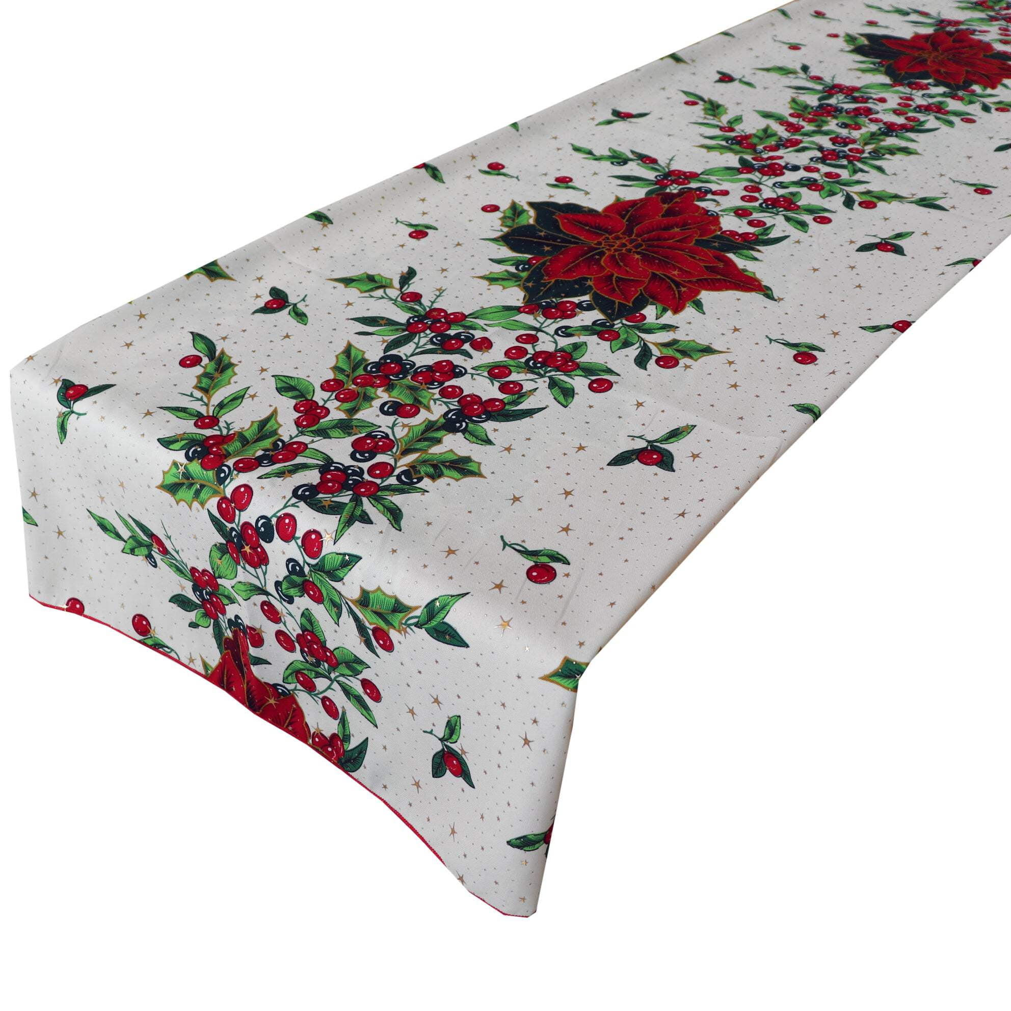 Large Christmas Themed with Shiny Gold Accents Decorative Table Runner ...