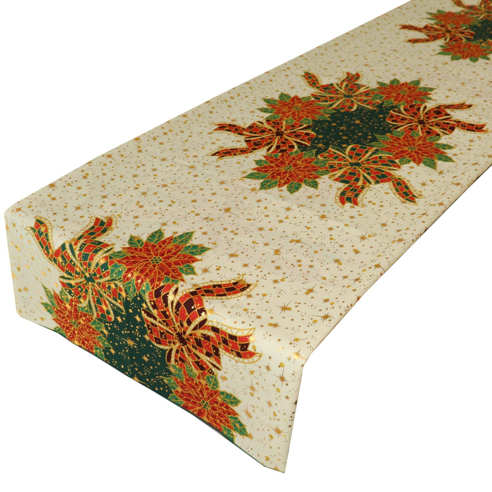 Large Christmas Themed with Shiny Gold Accents Decorative Table Runner ...