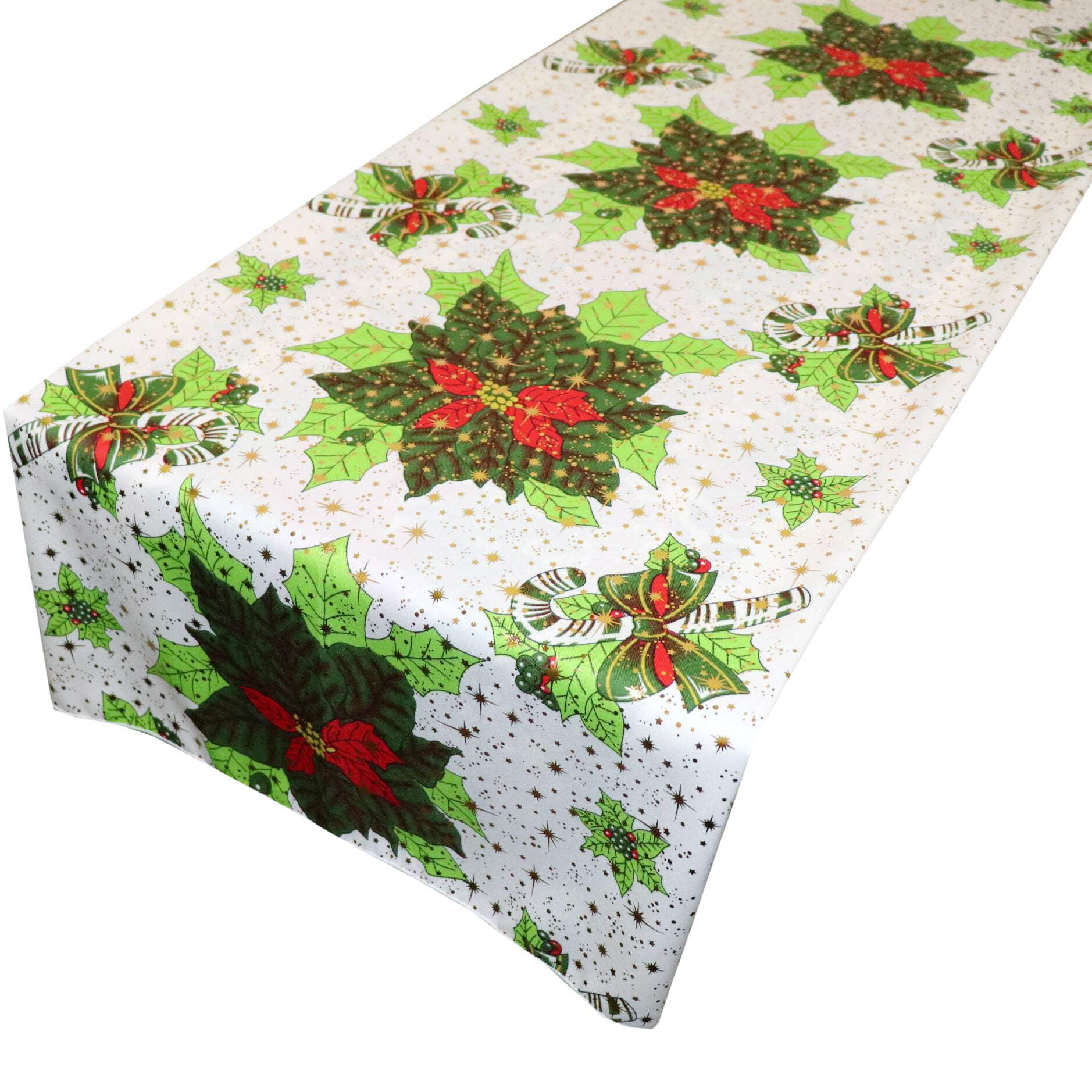 Large Christmas Themed with Shiny Gold Accents Decorative Table Runner ...
