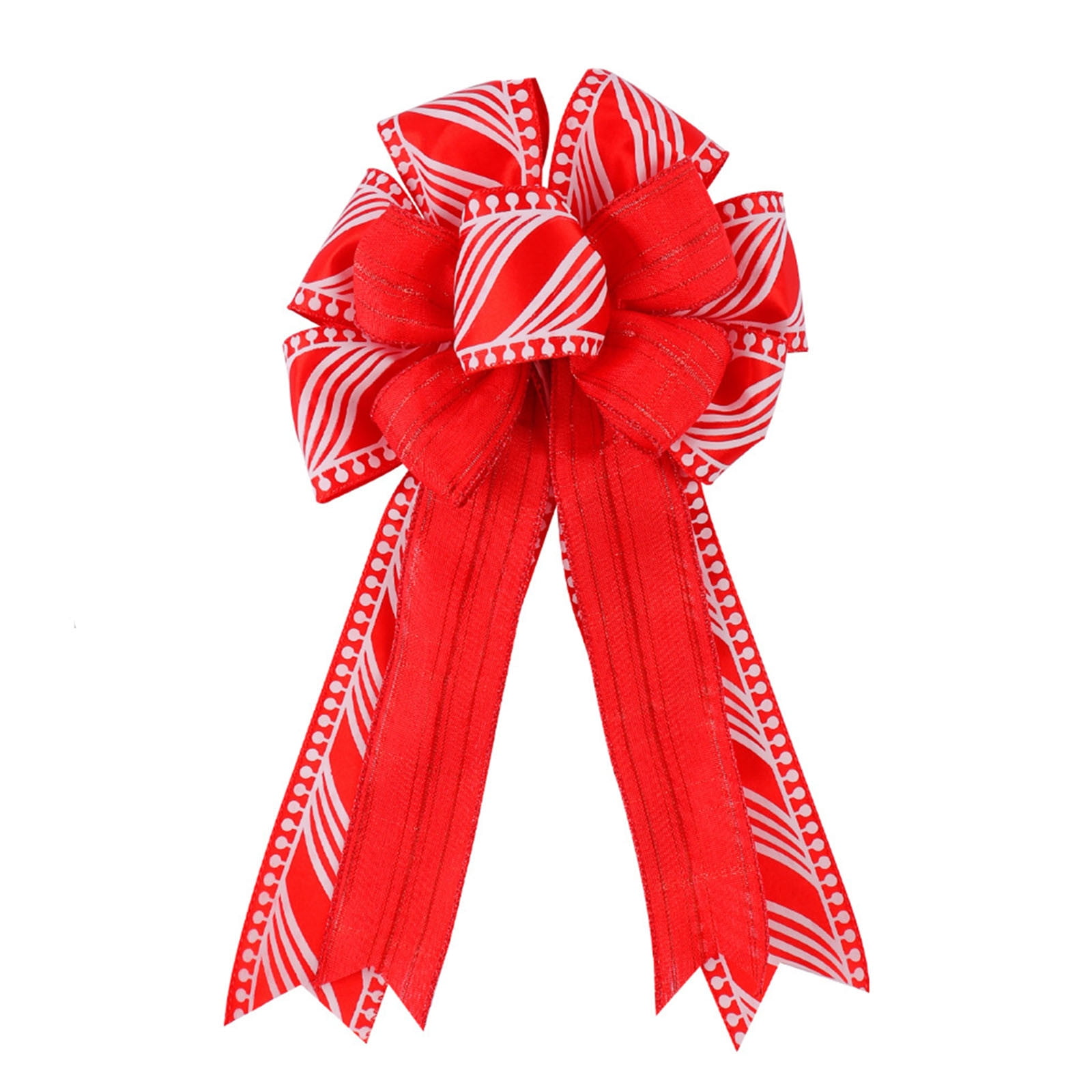 Large Christmas Tree Bow Decoration, 14 x 8 es DIY Double Layer Striped ...