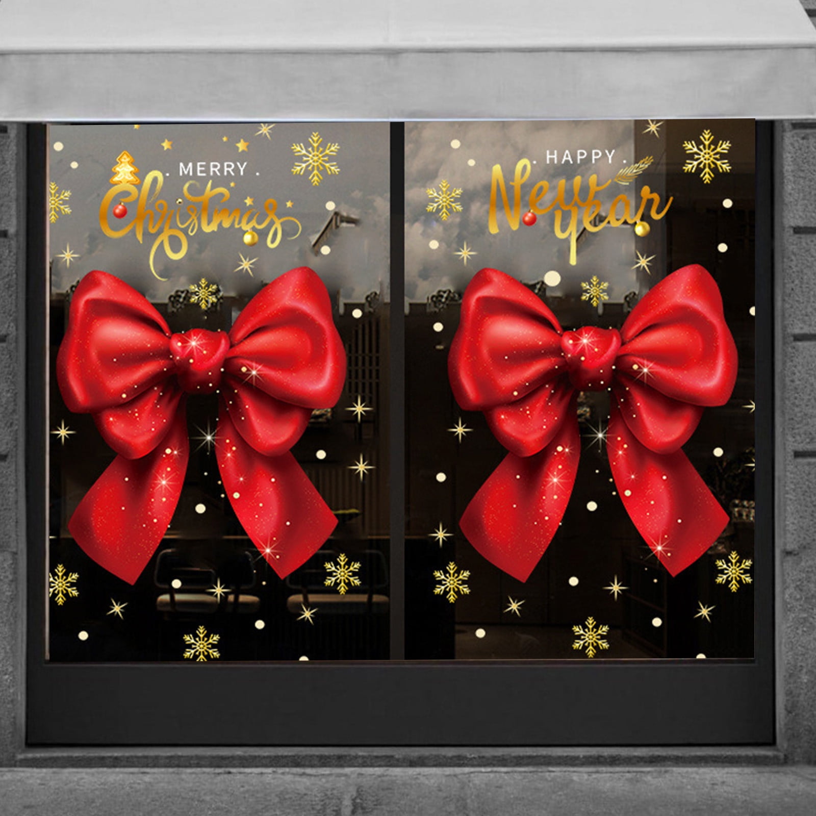 Large Christmas Window Clings for Glass Windows 2 Sheets Bows Window ...