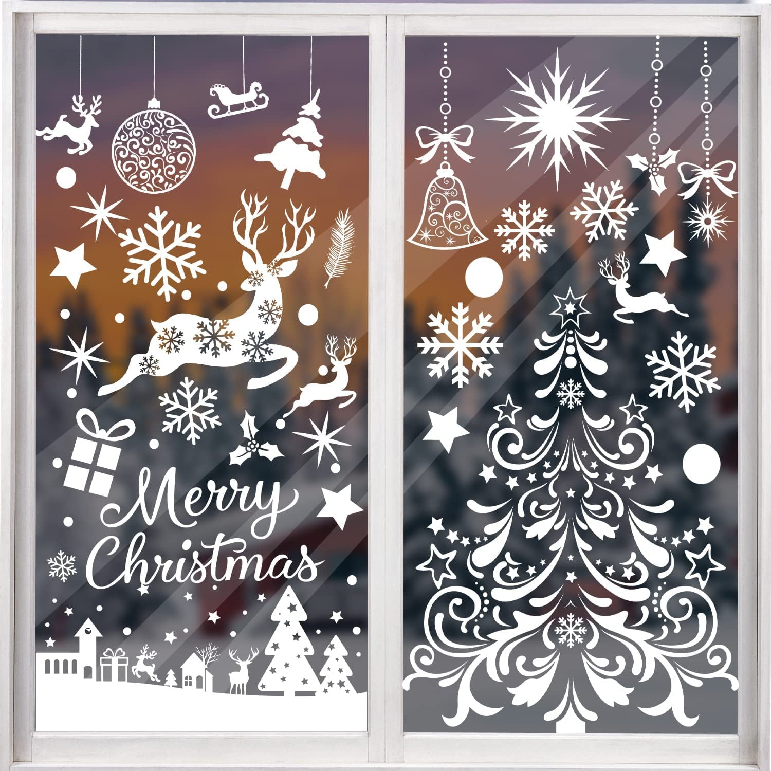 Large Christmas Window Clings, Xmas Window Stickers Holiday Santa Claus ...