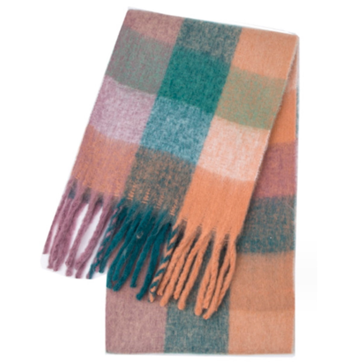Large Chunky Plaid Scarf Coloured Checked Oversized Scarf Tassel Soft Fall Winter Thick Warm ...