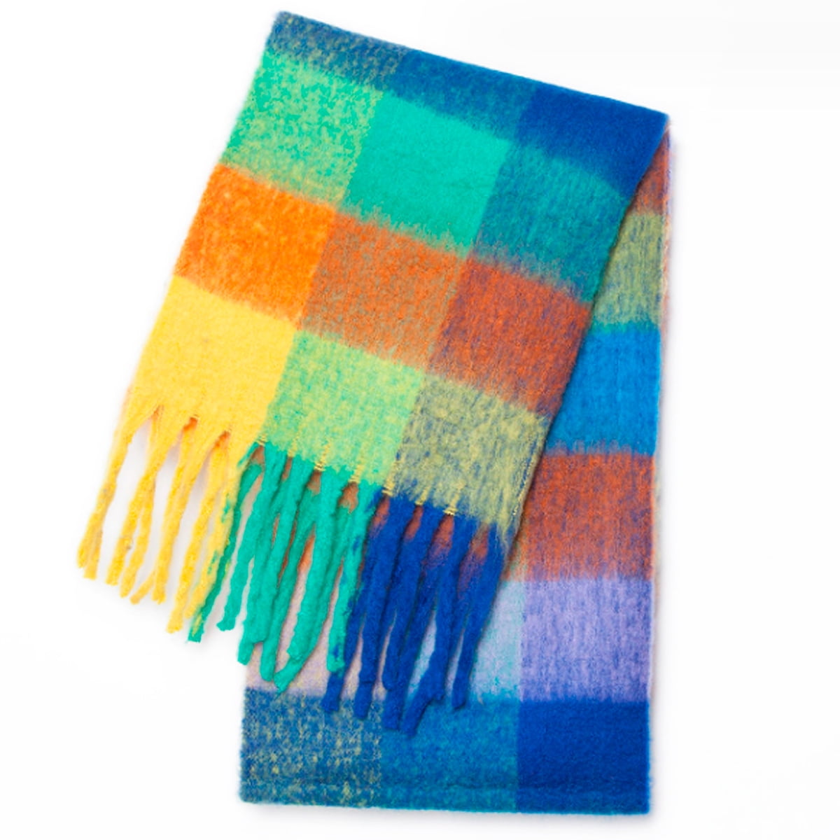 Large Chunky Plaid Scarf Coloured Checked Oversized Scarf Tassel Soft Fall Winter Thick Warm ...