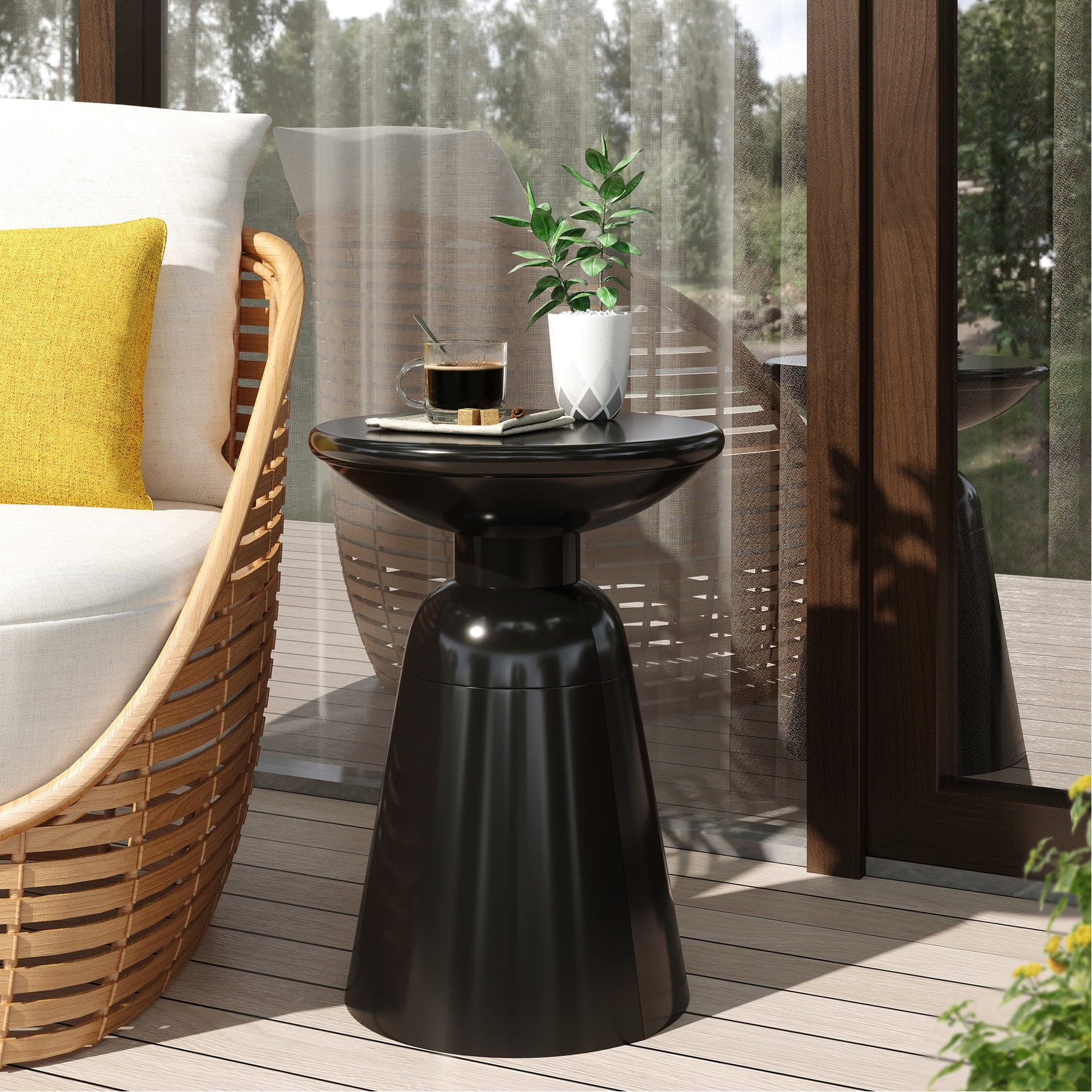 Large Circular Outdoor Metal Table | Works Great in Outdoor Lounges ...