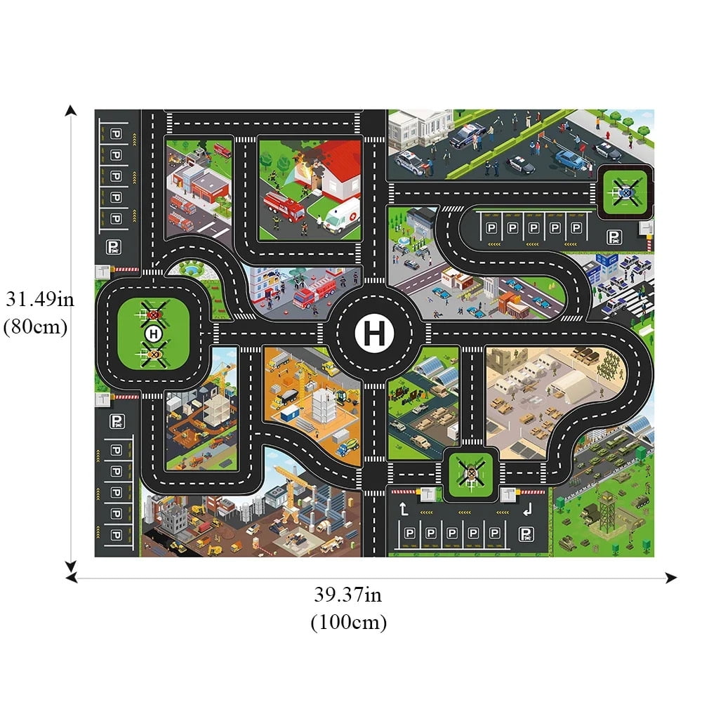 Large City Road Map DIY Scene Road Signs Car Parking Lot Game Children ...