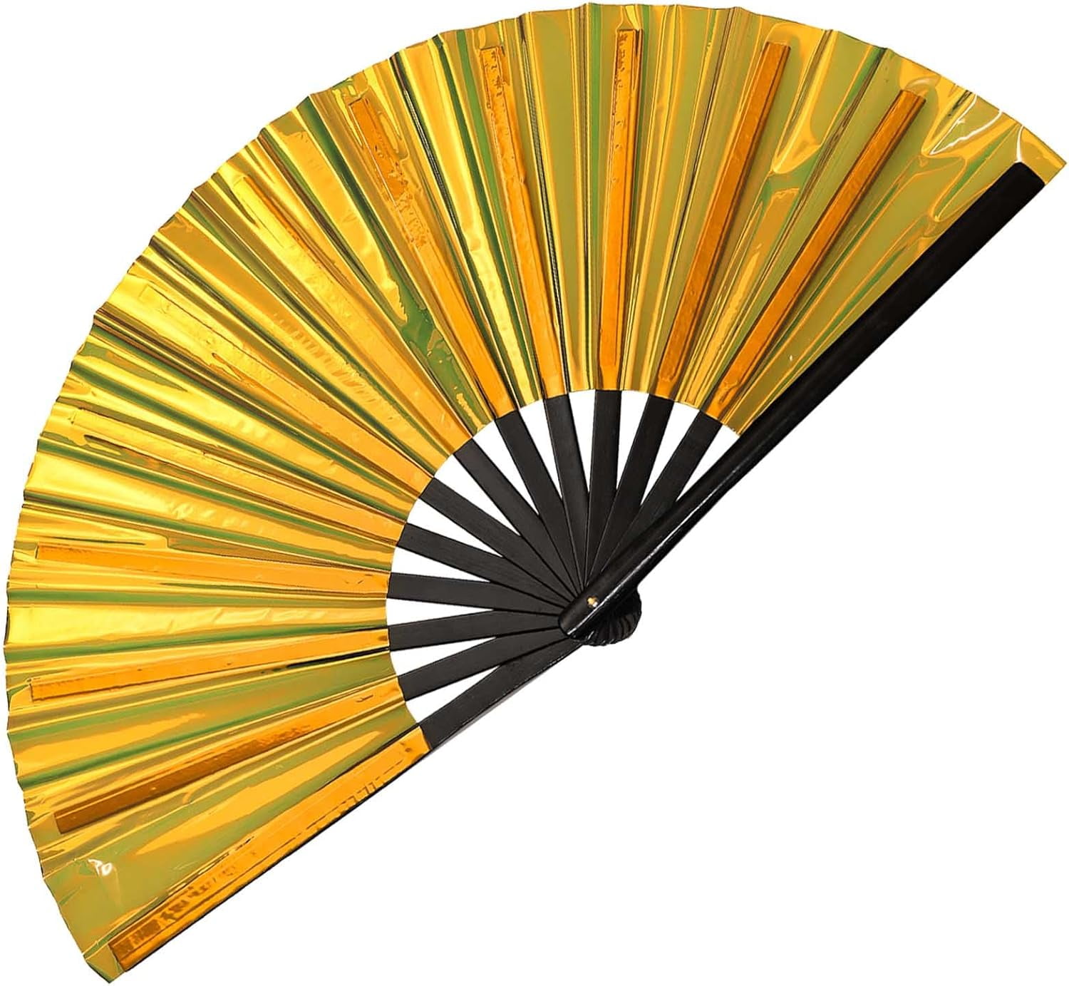 Large Clack Hand Rave Fan Holographic Folding Popping Line Dance Fan ...