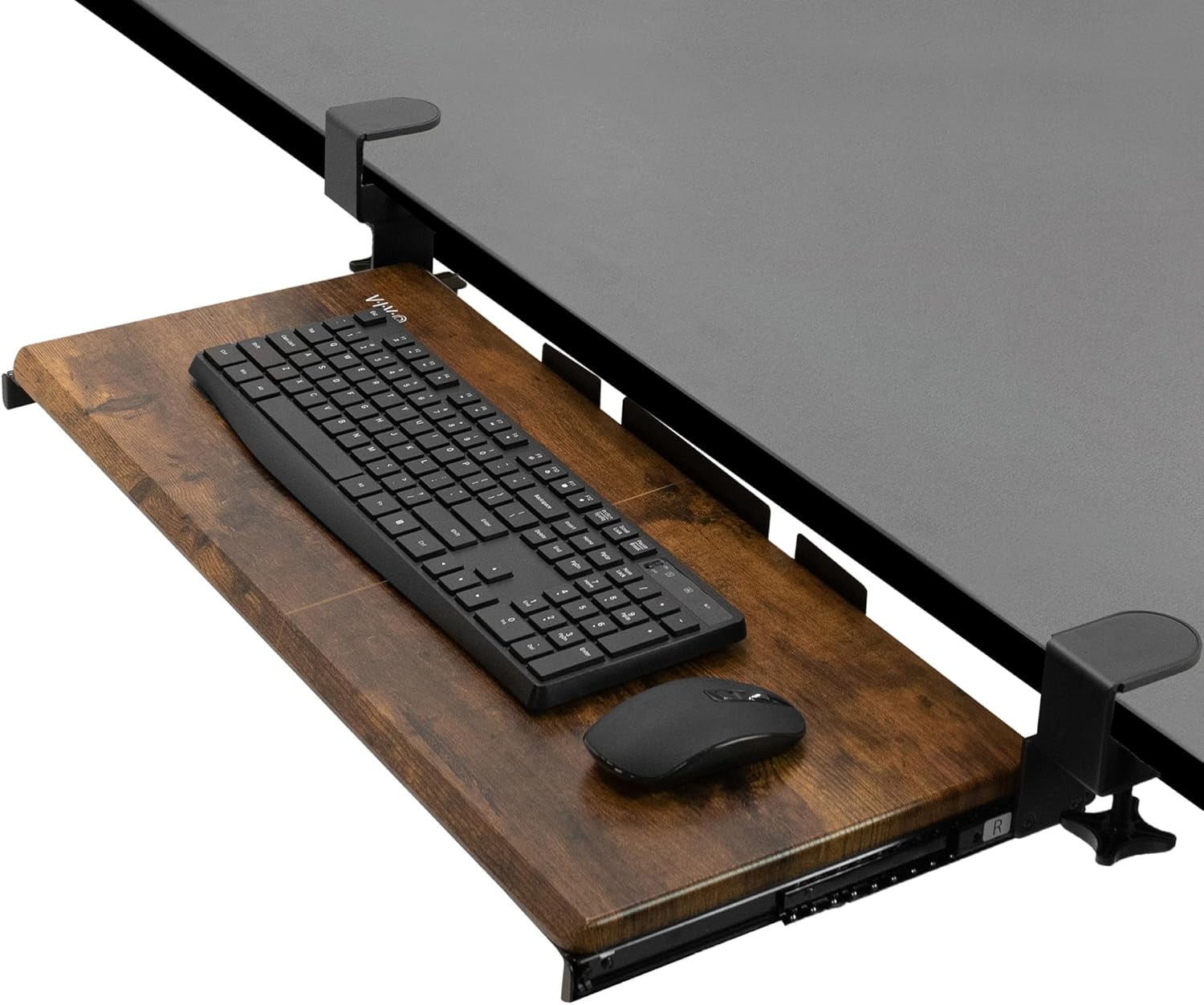 Large Clamp-on Computer Keyboard and Mouse Under Desk Slider Tray, 27 x ...