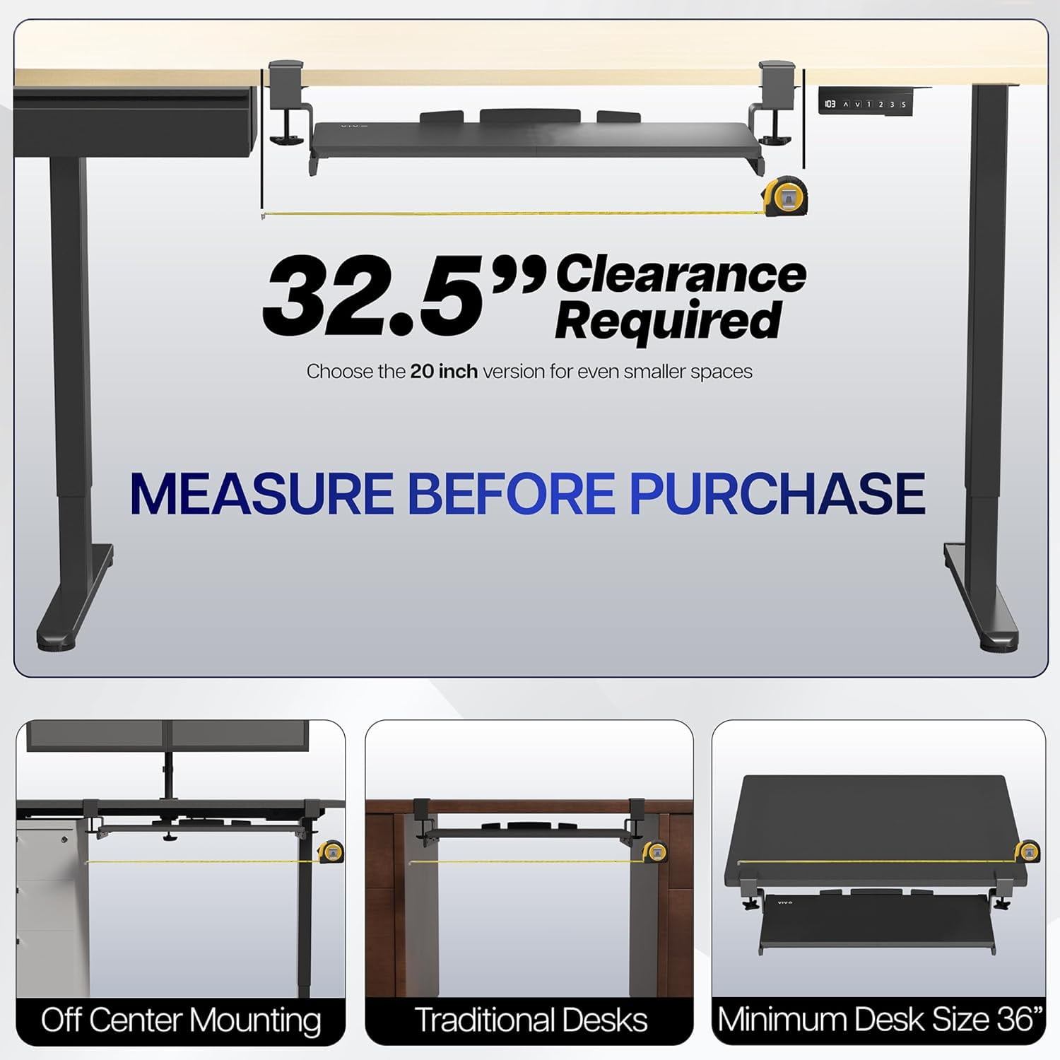 Large Clamp-on Computer Keyboard and Mouse Under Desk Slider Tray, 27 x ...