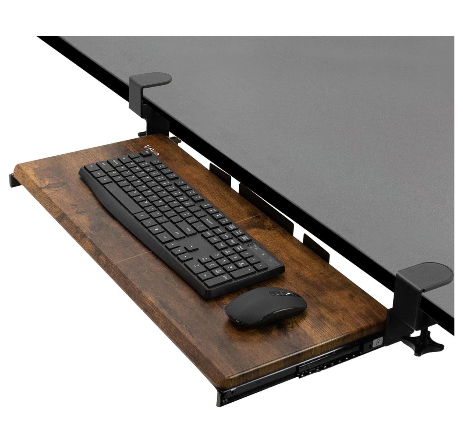 Large Clamp-on Computer Keyboard and Mouse Under Desk Slider Tray, 27 x ...