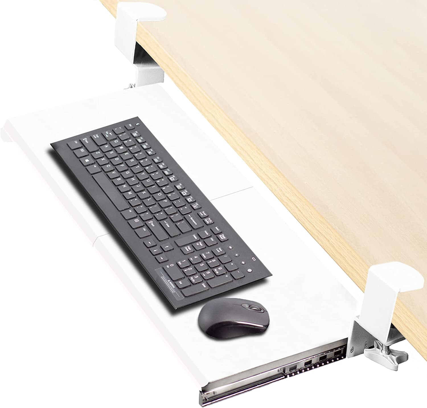 Large Clamp-on Computer Keyboard and Mouse Under Desk Slider Tray, 27 x ...