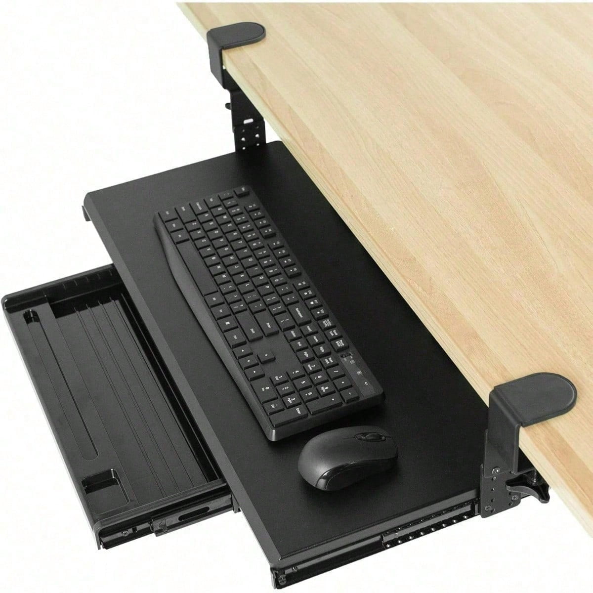 Large Clamp-on Height Adjustable Keyboard Tray, Pull Out Platform ...
