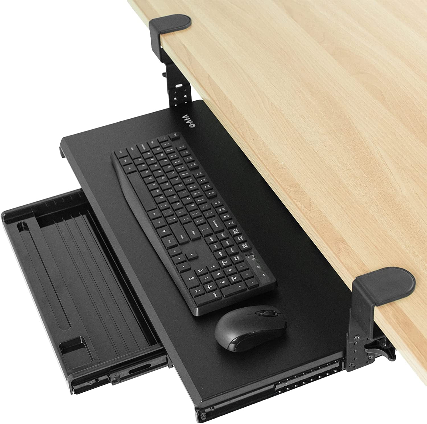 Large Clamp-on Height Adjustable Keyboard Tray, Pull Out Platform ...