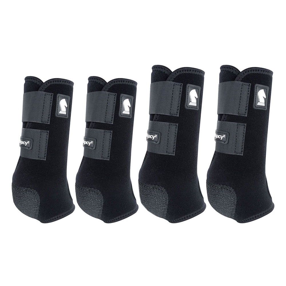 Large Classic Equine Legacy2 Horse Front Hind Sports Boots 4 Pack Black ...