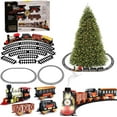 Large Classic Holiday Christmas Tree Train Set with Sounds Lights for ...