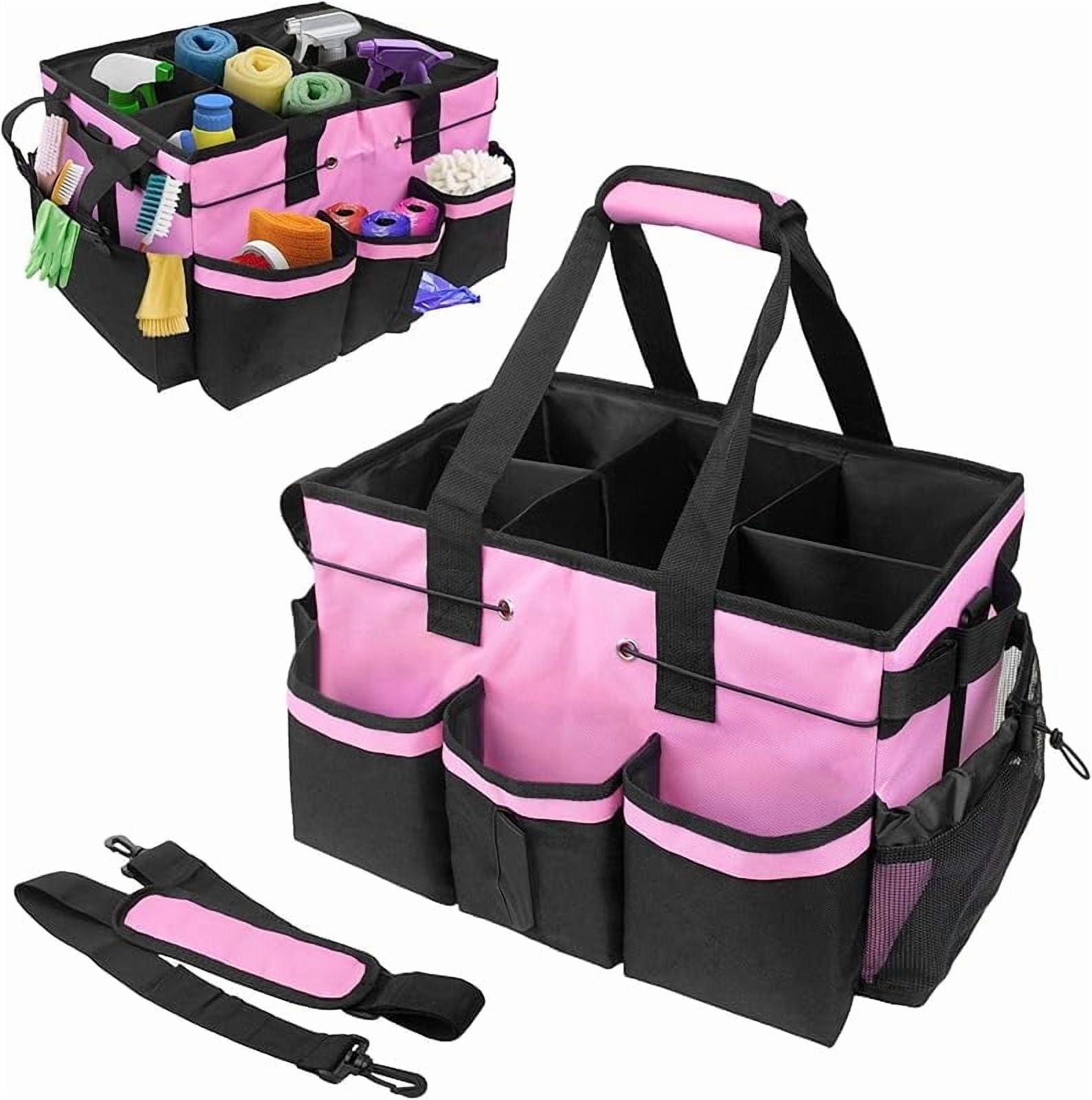 Large Cleaning Caddy Bag with Handle, Built-in Sturdy Support Board ...