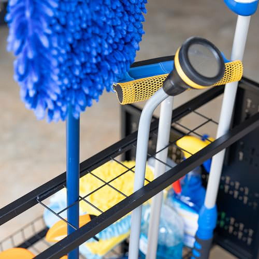 Large Cleaning Caddy with Wheels, 3 Tiered Rolling Cart Auto Detailing ...