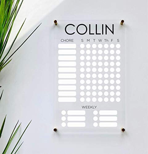 Large Clear Acrylic Chore Chart for wall | Dry-Erase Message White ...