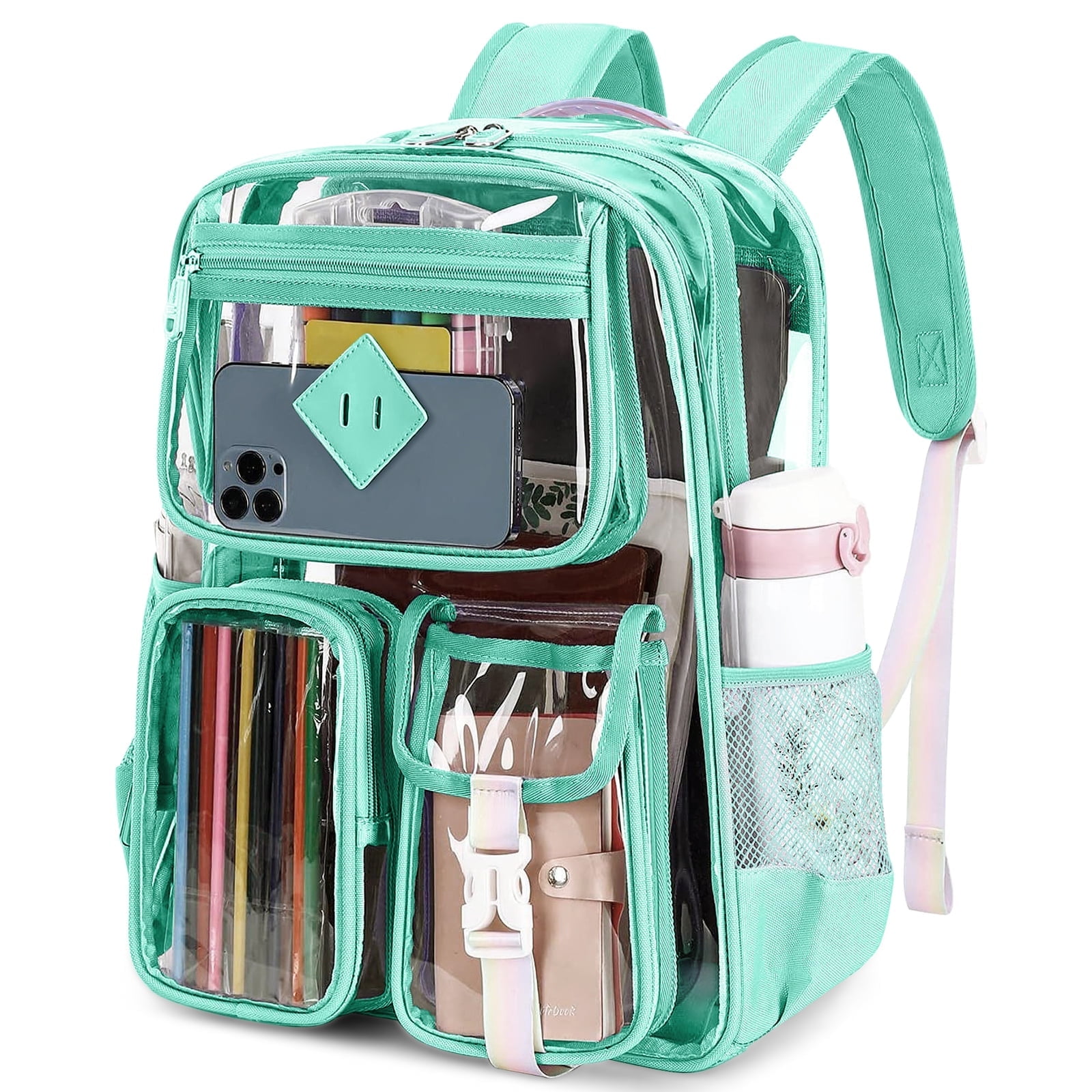 Large Clear Backpack, 17" Heavy Duty Stadium Approved See Through ...