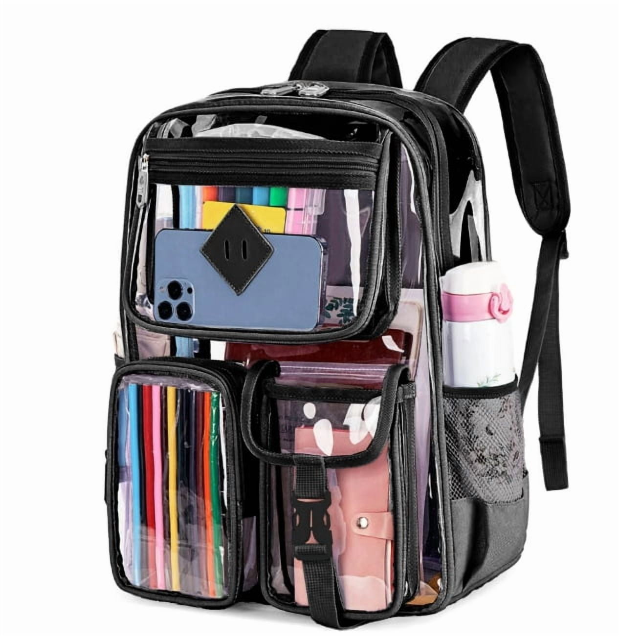 Large Clear Backpack Heavy Duty Stadium Approved See Through Backpack ...