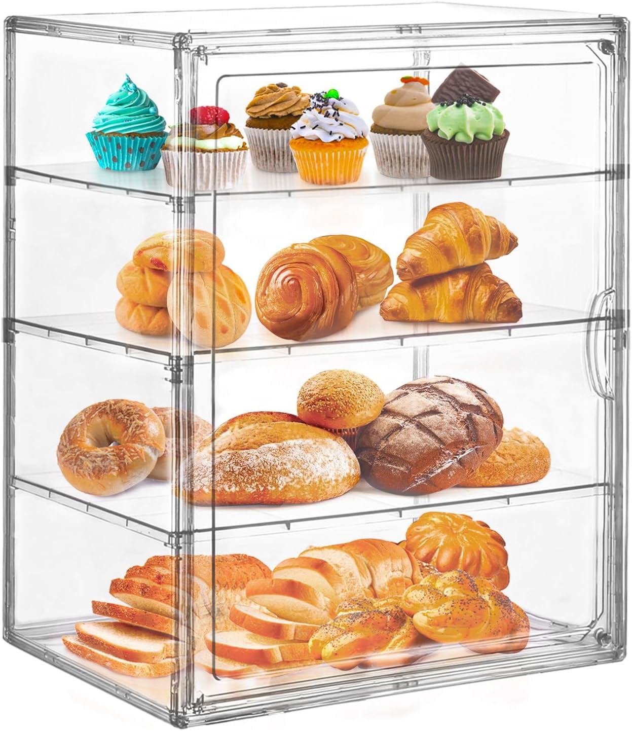 Large Clear Bread Box for Kitchen Countertop, 4 Layers Adjustable Clear ...