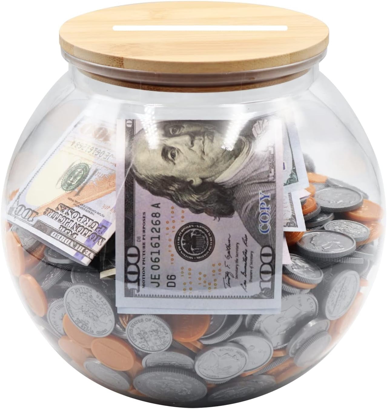 Large Clear Coin Bank Jar with Slotted Lid, 3/4 Gallon Plastic Money ...