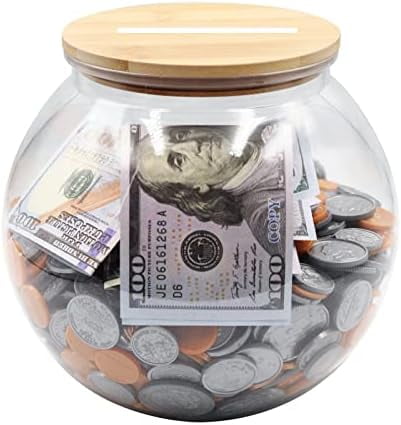Large Clear Coin Bank Jar with Slotted Lid, 3/4 Gallon Plastic Money ...