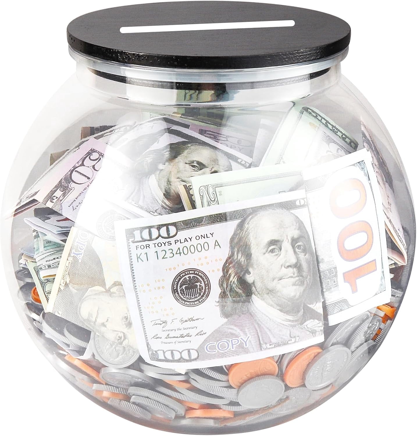 Large Clear Coin Bank Jar with Slotted Lid, 3/4 Gallon Plastic Money ...
