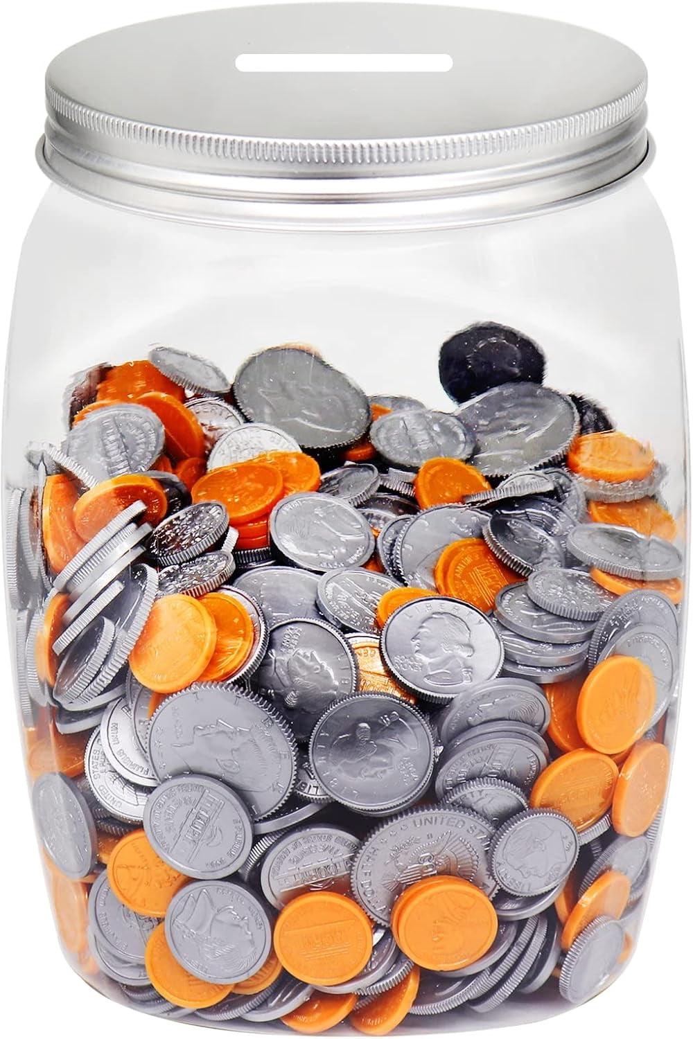 Large Clear Coin Bank Jar with Slotted Lid, Half Gallon Plastic Money ...