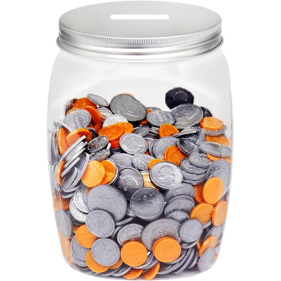 Large Clear Coin Bank Jar with Slotted Lid, Half Gallon Plastic Money ...