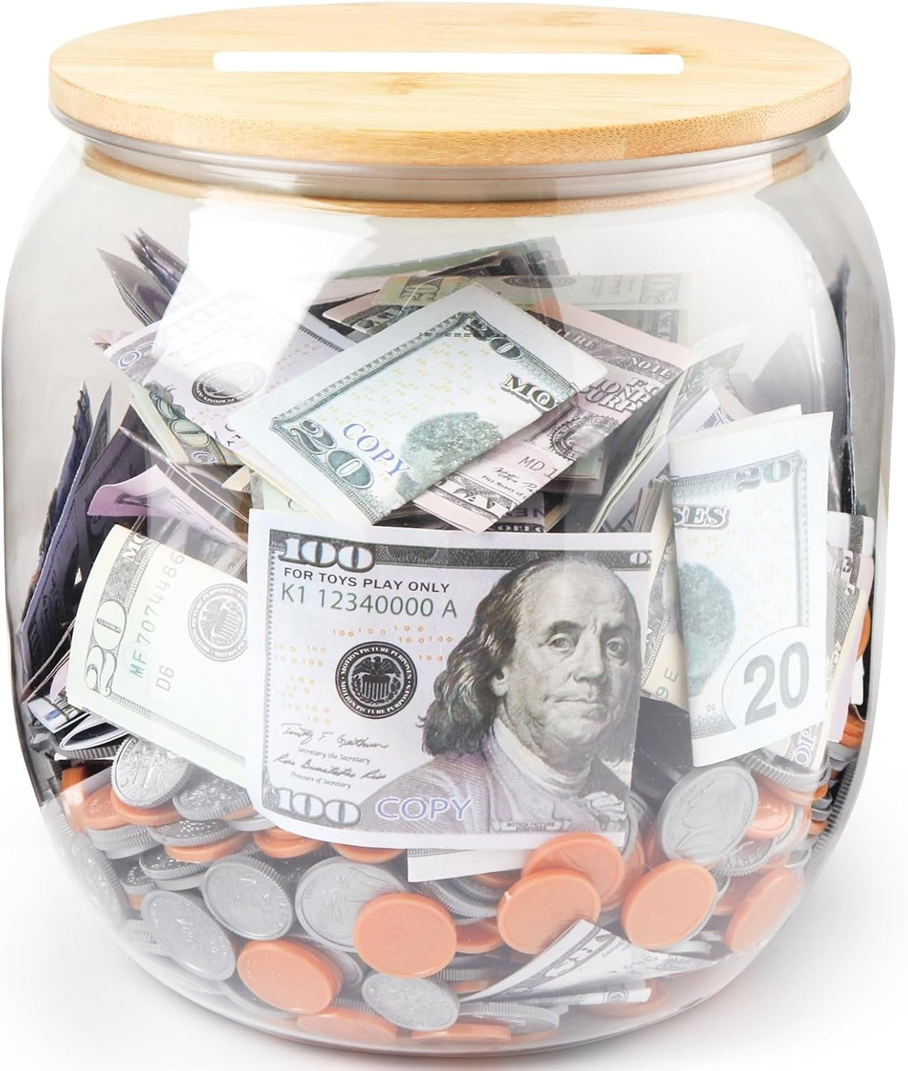 Large Clear Coin Bank Jar with Slotted Lid, Half Gallon Reusable Money ...
