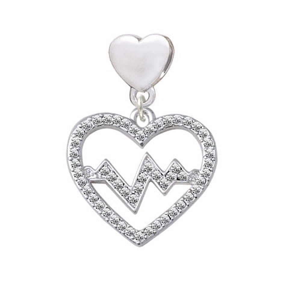 Large Clear Crystal Heart with Heartbeat - Heart Charm Bead - Walmart ...
