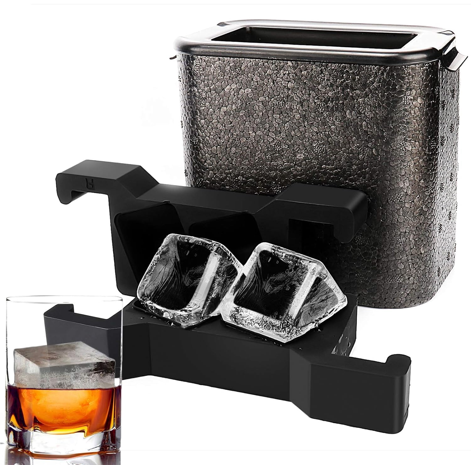 Large Clear Ice Cube Trays, Crystal Clear Ice Cube Maker - Square Ice ...