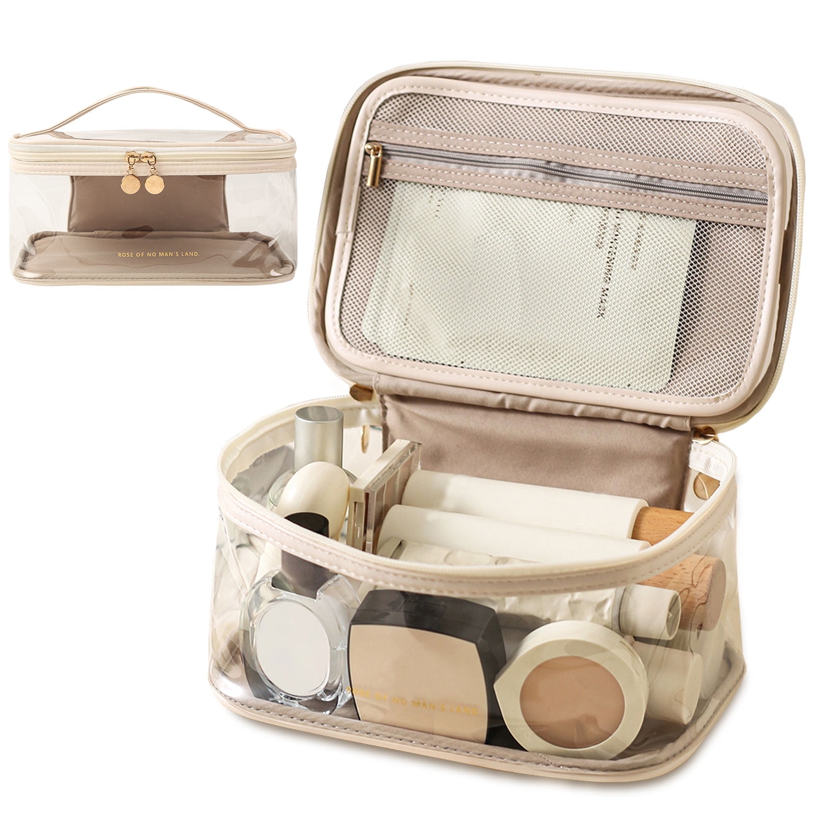 Large Clear Makeup Bag Big Travel Cosmetic Bag On-the-go Toiletry Bag ...