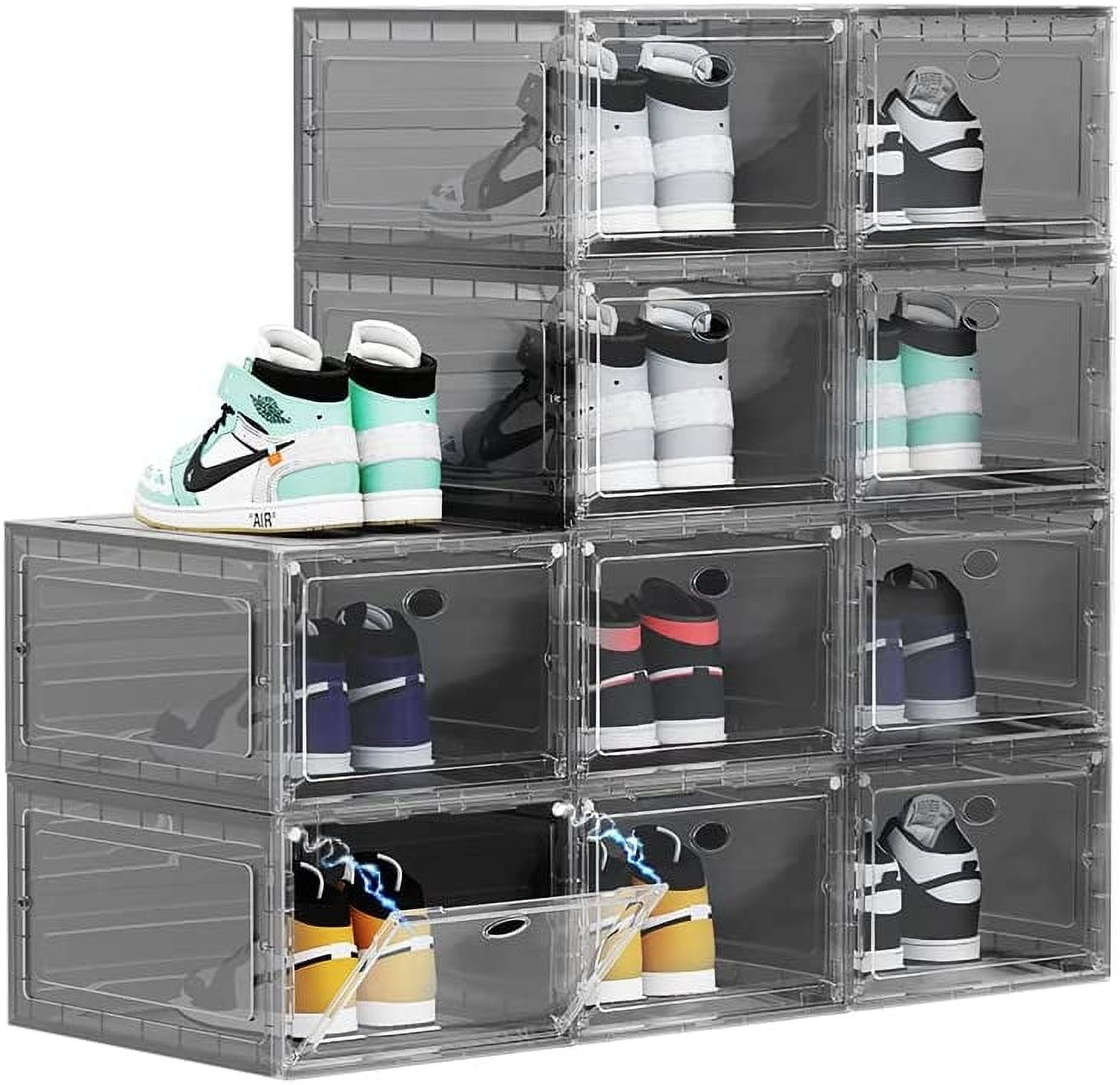 Large Clear Plastic Shoe Boxes Stackable, 10 Pack Drop Front Shoe Storage Box 0rganizer, Sneaker ...