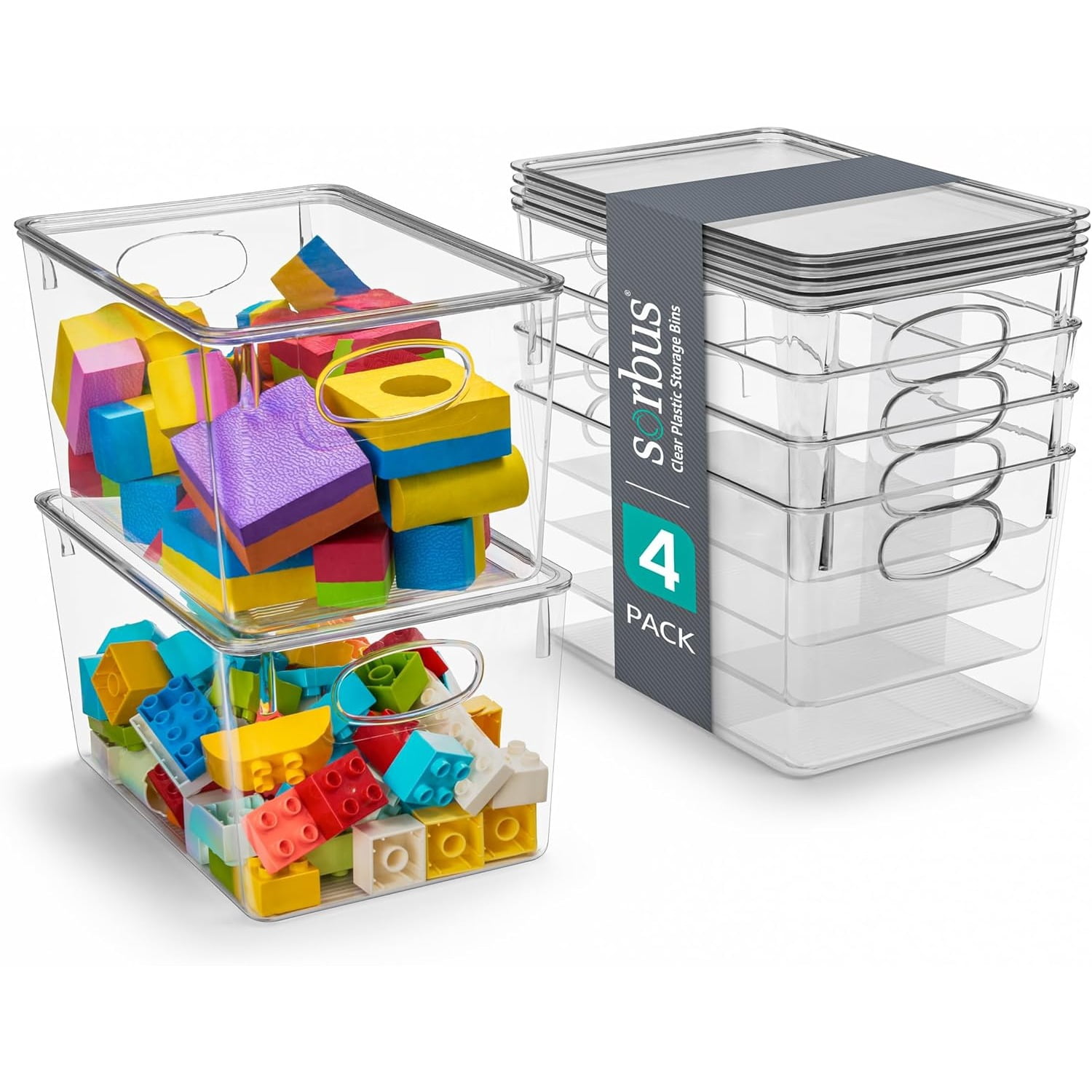 Large Clear Plastic Storage Bins with Lids, Stackable Toy Storage Bins ...