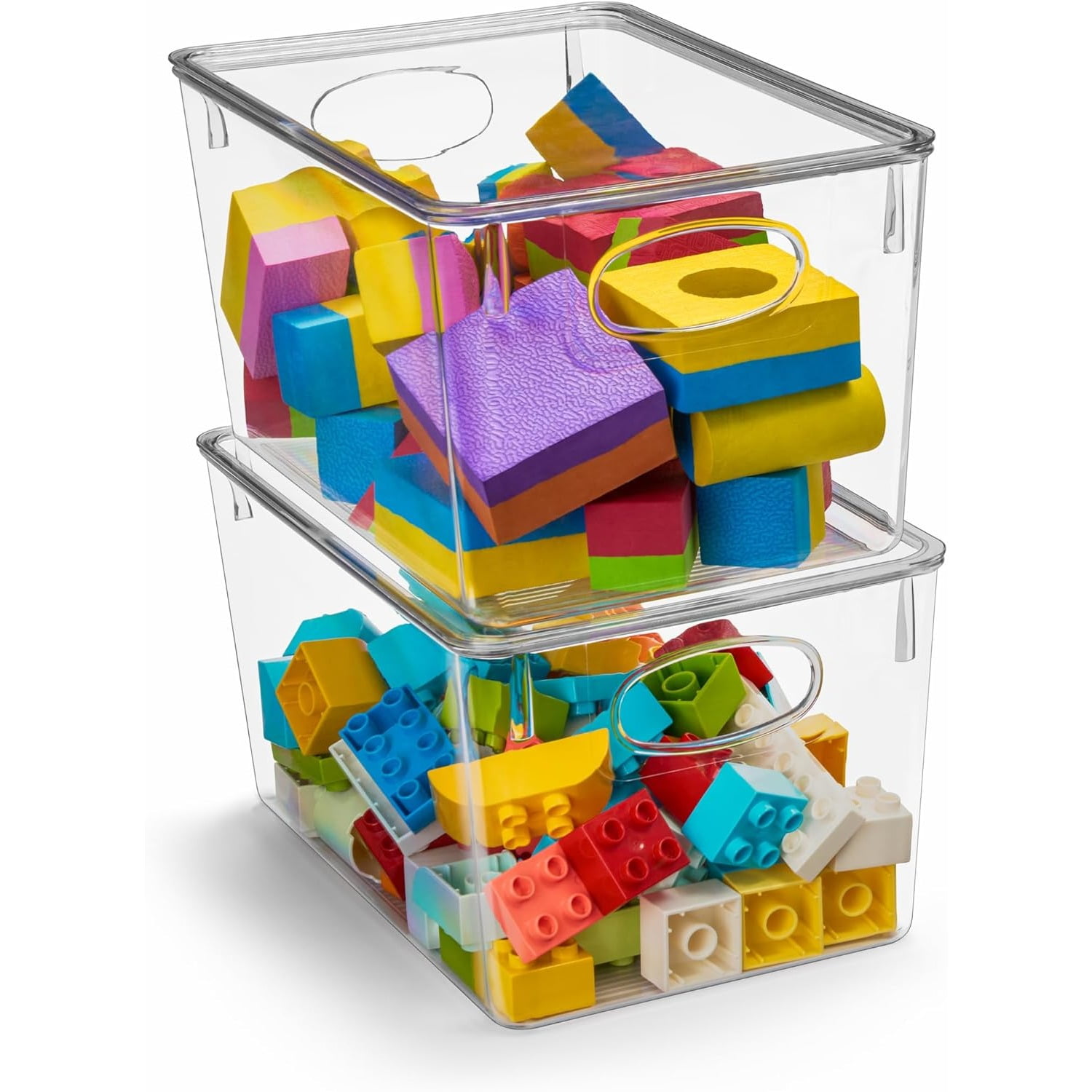 Large Clear Plastic Storage Bins with Lids, Stackable Toy Storage Bins ...
